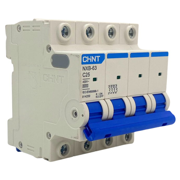 Termica Trifasica CHINT 25A, 6kA, 4-polos (Interruptor Termomagnetico) | iCuadrado